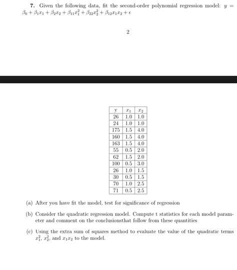 Solved Given The Following Data Fit The Second Order