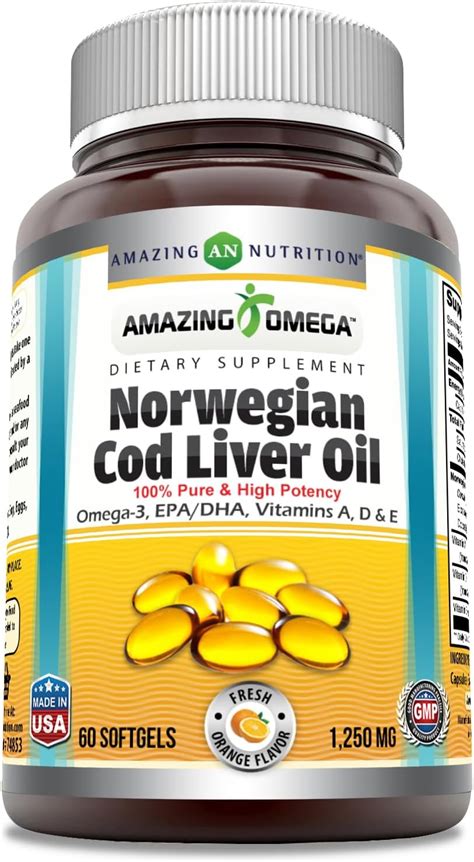 Omega Norwegian Cod Liver Oil Softgels Omega 3 Epa Dha Vitamins A