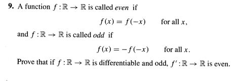 Solved 9 A Function Fr→r Is Called Even If Fxf−x For