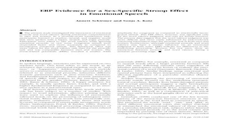 Pdf Erp Evidence For A Sex Specific Stroop Effect In Emotional Pubman Mpdl Mpg De Pubman