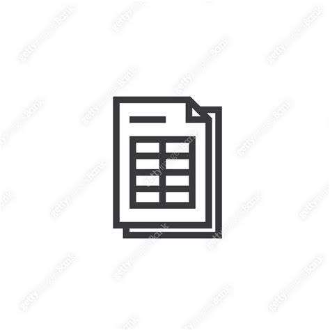 Spreadsheet Document Paper Outline Icon Isolated Note Paper Icon In