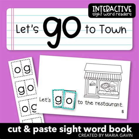 Emergent Reader For Sight Word Go Lets Go To Town Sight Word Book