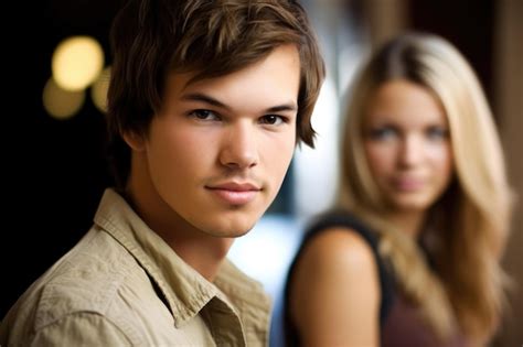 Premium Ai Image Portrait Of A Handsome Young Man With His Female