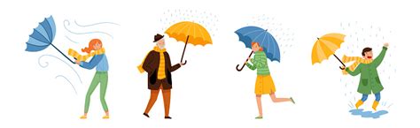 비 와 남자 와 여자 와 우산 에서 우산 에서 배경 벡터 세트 우산 가을에 대한 스톡 벡터 아트 및 기타 이미지 가을 거리