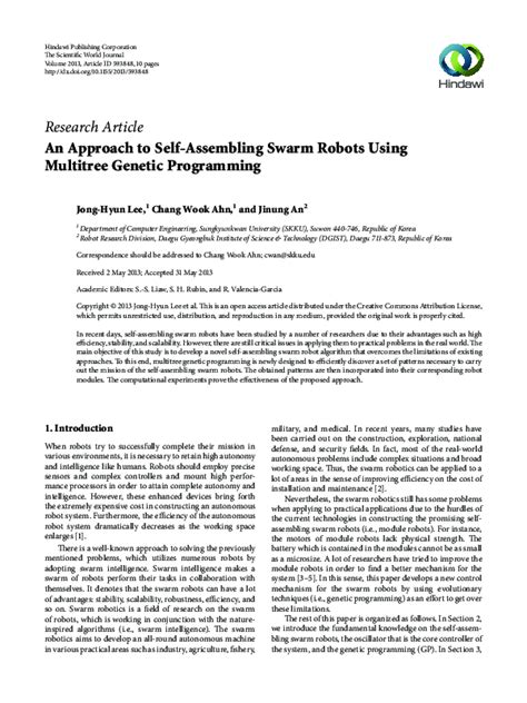 Pdf An Approach To Self Assembling Swarm Robots Using Multitree