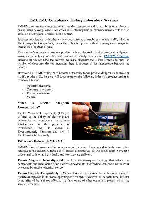 EMI EMC Compliance Testing Services India By URS Labs Issuu