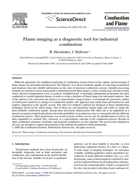 Combustion And Flame 2008 Flame Imaging As A Diagnostic Tool For