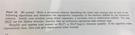 Solved Part Ii 80 Points Write A Recurrence Relation