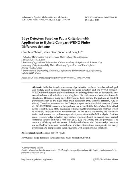 Global Science Press Edge Detectors Based On Pauta Criterion With