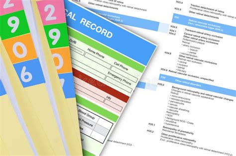 Picture Of Medical Record And Icd 10 Code Document For Background Stock