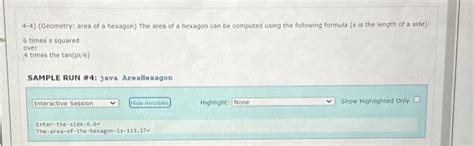 Solved Geometry Area Of A Hexagon The Area Of A Chegg