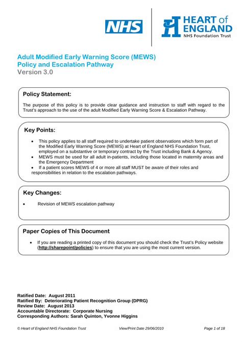 Pdf Adult Modified Early Warning Score Mews Policy And · Pdf Fileadult Modified Early