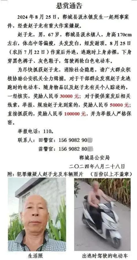 河南郸城一刑事案件逃犯赵子龙被抓获，此前曾被警方悬赏10万通缉 赵子龙 郸城县 刑事案件 新浪新闻