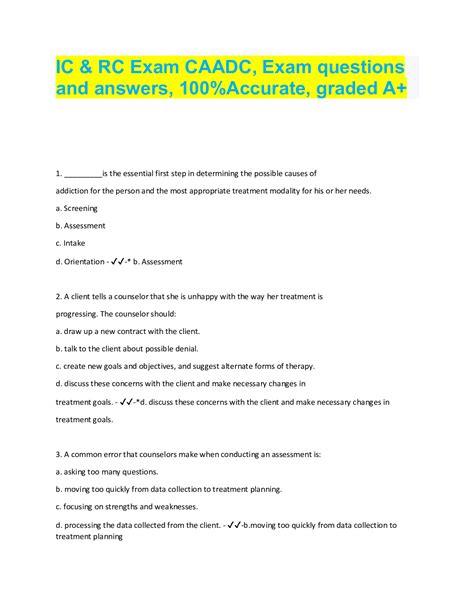 IC RC Exam CAADC Exam Questions And Answers 100 Accurate Graded A Scholarfriends