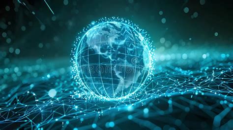 digital globe with network connections on a blue background stock