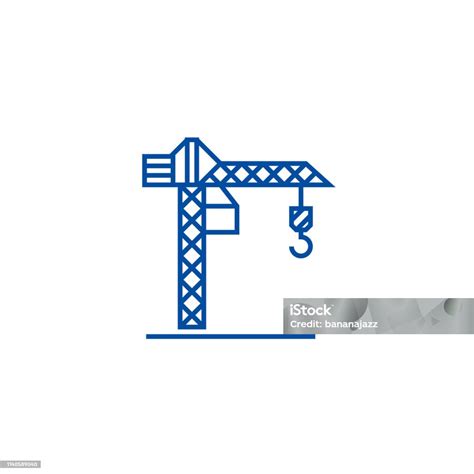 건설 크레인 라인 아이콘 개념입니다 건설 크레인 평면 벡터 기호 기호 개요 그림 강철에 대한 스톡 벡터 아트 및 기타 이미지