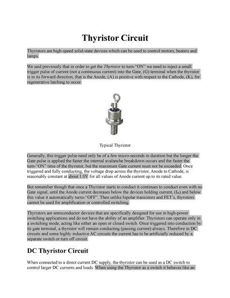 Week 5 Thyristor Circuit And Thyristor Switching Circuits Thyristor Circuit Thyristors Are