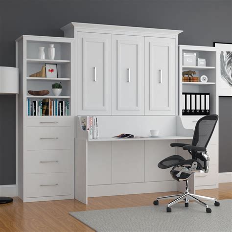Alegra Full Wall Bed With Desk And Double Towers Murphy Bed Desk