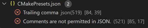 The Extension Erroneously Accepts Trailing Commas And Comments For CMakePresets Json Issue