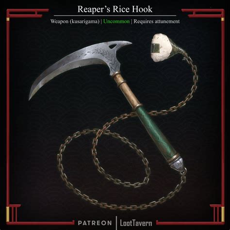 [oc] Reapers Rice Hook Weapon Kusarigama Uncommon Requires Attunement For A Mid Battle
