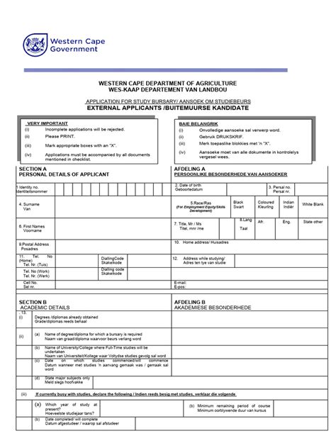 External Bursary Application Form 2024 Pdf