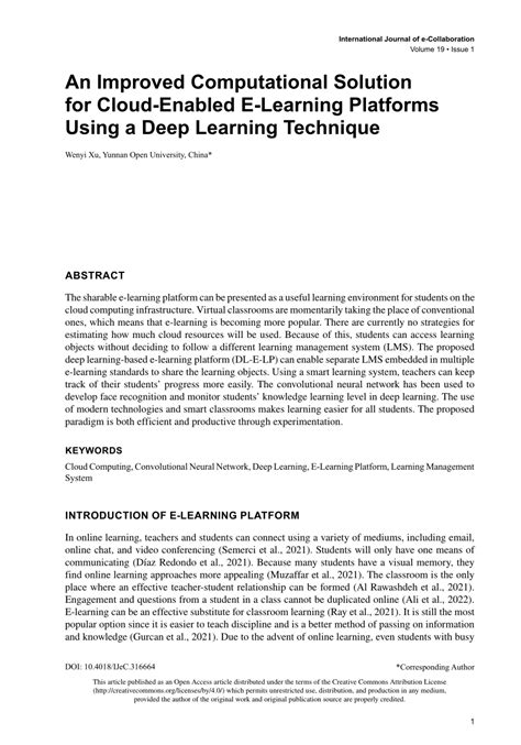 PDF An Improved Computational Solution For Cloud Enabled E Learning Platforms Using A Deep