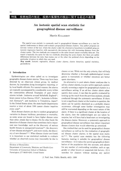 Pdf An Isotonic Spatial Scan Statistic For Geographical Disease Surveillance