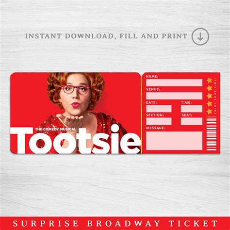 Printable Tootsie Broadway Surprise Ticket︱musical Theatre Ticket︱event