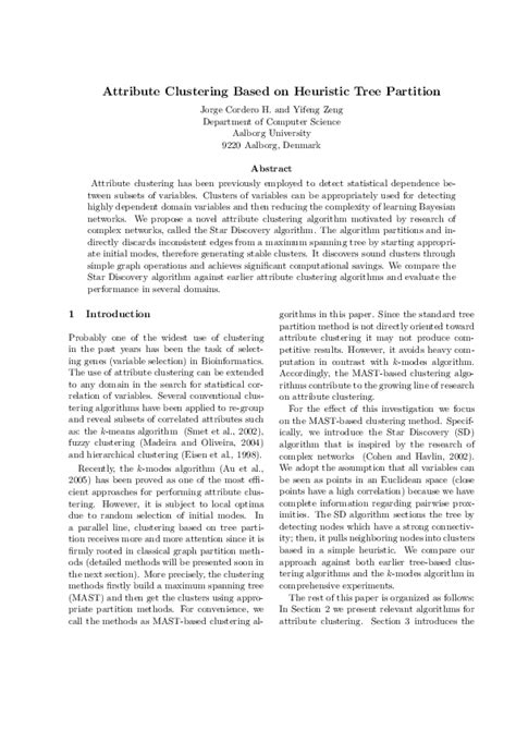 pdf attribute clustering based on heuristic tree partition