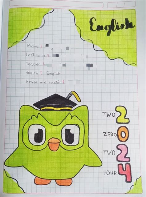 Portada O Carátula De Inglés In 2024 Book Cover Page Design School