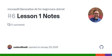 Lesson Notes Issue Microsoft Generative AI For Beginners Dotnet GitHub