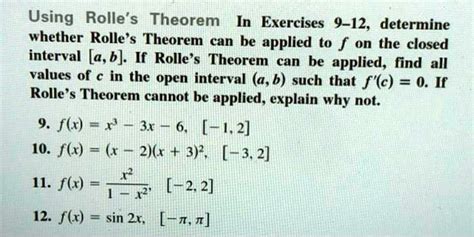 GET ANSWER Using Rolle Theorem In Exercises Determine Whether Rolle S Theorem Can Be