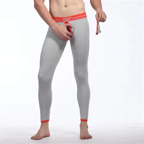 1pcs Thermal Underwear Men Tight Leggings Open Pouch Bag Sheer Thermo