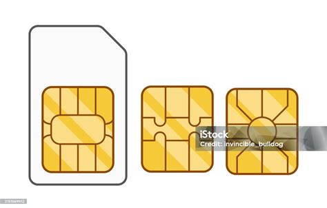 Set Of Three Types Of Sim Card Designs Each With Distinct Chip Circuit