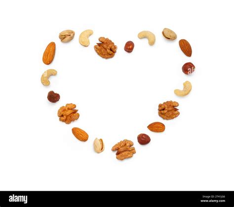 Heart Shaped Pattern Lined With Various Nuts And Seeds With Copy Space