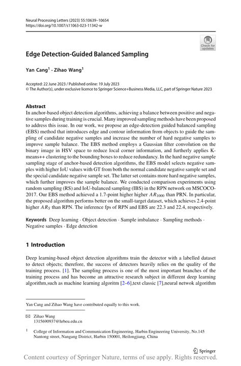 Edge Detection Guided Balanced Sampling Request Pdf