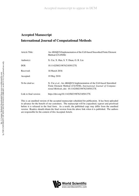 Pdf An Abaqus Implementation Of The Cell Based Smoothed Finite