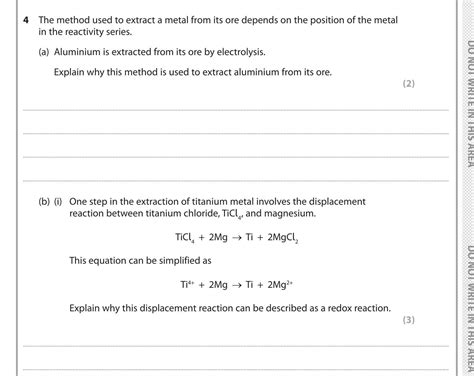 Gcse Edexcel Chemistry Combined Science The Reactivity Series 4 The Method Used To Extract A