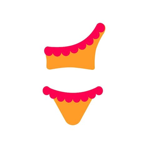 Premium Vector Two Piece Orange Swimsuit With Pink Ruffles