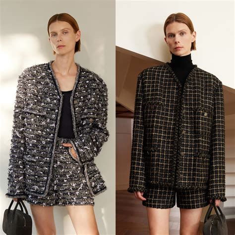 Must Buy For 25 Years Chicjoc Tweed Outwear｜french Retrov Neck Four