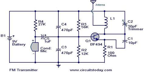 Simplest Fm Transmitter Modulation Circuit With Bf494 Radio Frequency Transistor