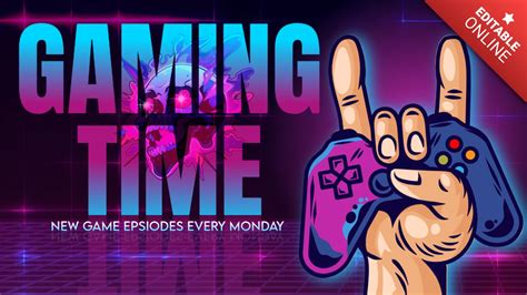 Neon Modern Gaming Time Youtube Thumbnail Design Free Design Template