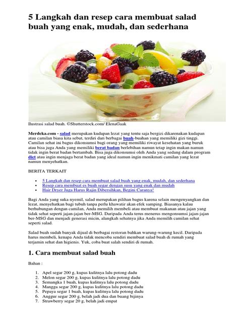 Resep Salad Buah Sederhana Dan Enak Pdf Kesehatan Holistik Gaya Hidup