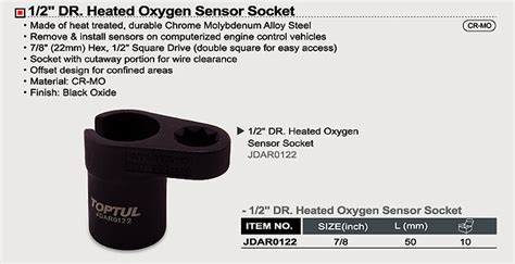 1 2 DR Heated Oxygen Sensor Socket TOPTUL Malaysia