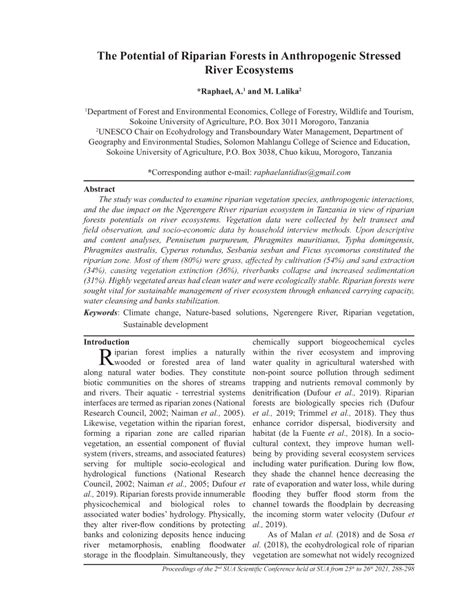Pdf The Potential Of Riparian Forests In Anthropogenic Stressed River