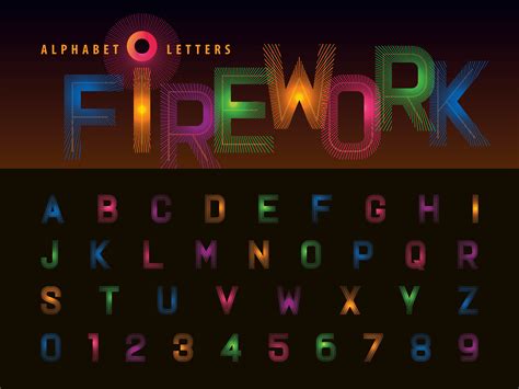 Firework Alphabet Letters And Numbers Vector Art At Vecteezy