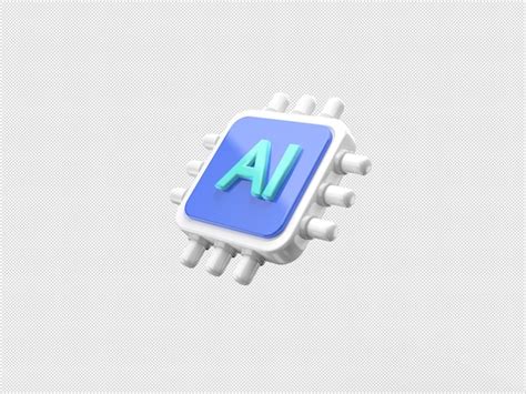 Premium Psd Realistic 3d Ai Chip Icon