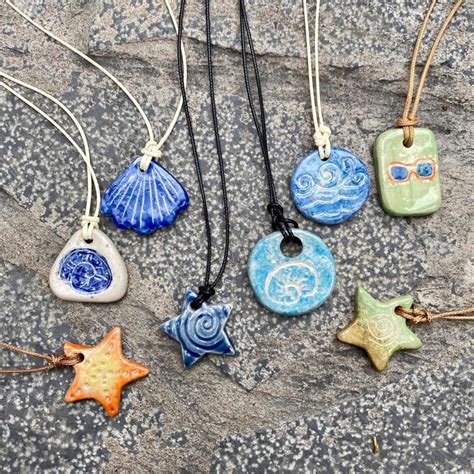 Coastal Style Handcrafted Ceramic Necklace Made In Vietnam Pottery