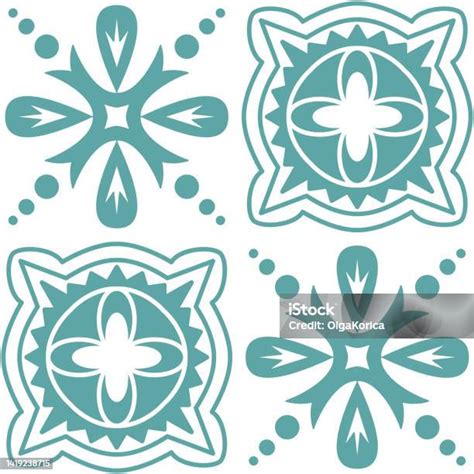 이음새가 없는 무늬 민트 블루 파스텔 반복 모티프 타일 모자이크 도자기의 포르투갈 스타일 벡터 일러스트 레이 션 0명에 대한 스톡 벡터 아트 및 기타 이미지 Istock