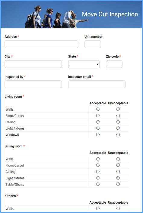 Move Out Inspection Form Template Formsite